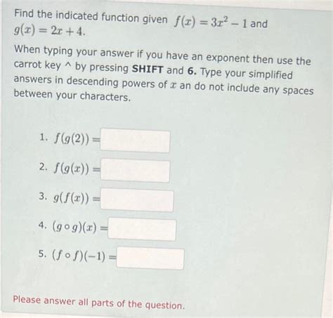 Solved Find The Indicated Function Given F X 3x2−1 And
