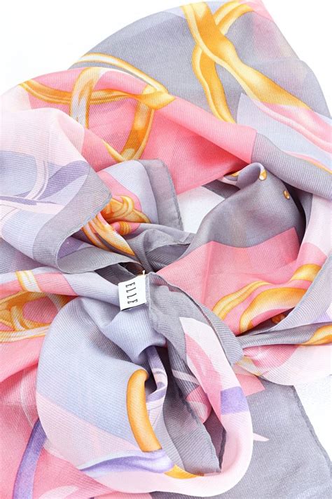 F 엘르 실크 스카프 핑크 그레이 비비디 이오acc 헬로마켓