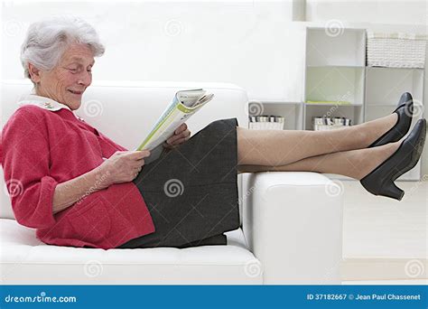 Senior Woman Relaxing In Reading Stock Image Image Of Pretty Person
