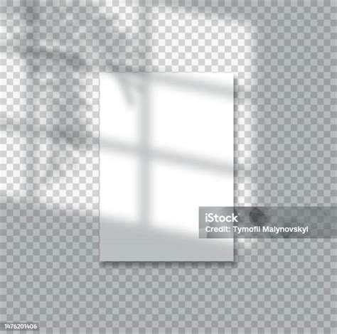 나뭇잎과 창의 오버레이 그림자 효과가 있는 A4 포스터 모형 투명 한 배경입니다 벡터 Eps 10 배경 주제에 대한 스톡 벡터 아트 및 기타 이미지 Istock