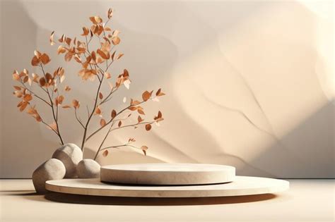 추상적인 장면 배경 분홍색 배경에 실린더 포디움 제품 프레젠테이션 모 ⁇ 쇼 화장품 제품 포디움 무대 기단 또는 플랫폼 생성 Ai 프리미엄 Ai 생성 이미지