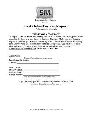 Fillable Online LSW Contract Request Form Stephens Matthews Fax Email Print PdfFiller