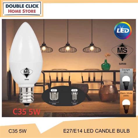 Sirim Duralux W C Led Candle Bulb E E Led Bulb Light Bulb Daylight Warmwhite Shopee