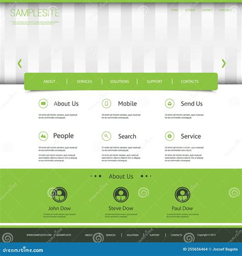 website template with striped header design stock vector illustration