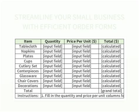 Streamline Your Small Business With Efficient Order Forms Excel