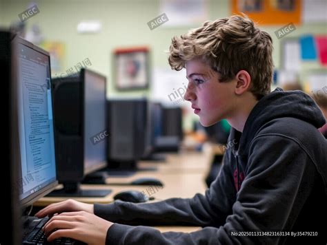 Ai创作图中学生编程 青少年人工智能 It学校 学生上电脑课 少年编程 学生上信息课 学生网络安全 青少年科技 少年网络安全 少儿程序员 小