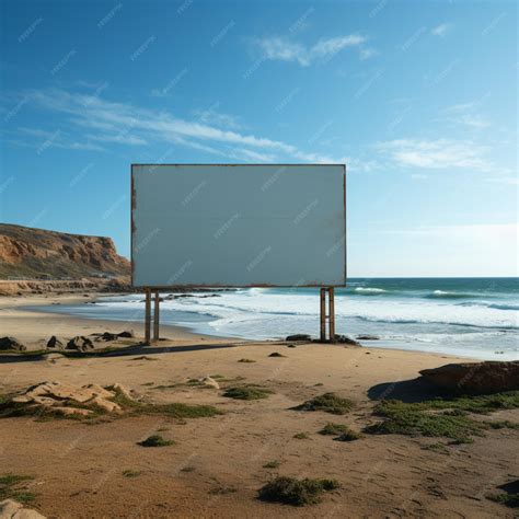 Premium Photo Coastal Canvas Unoccupied Billboard Set Against Ocean
