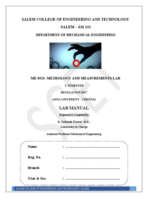 Me 8513 Mm Lab Scet Pdf Metrology Thermocouple