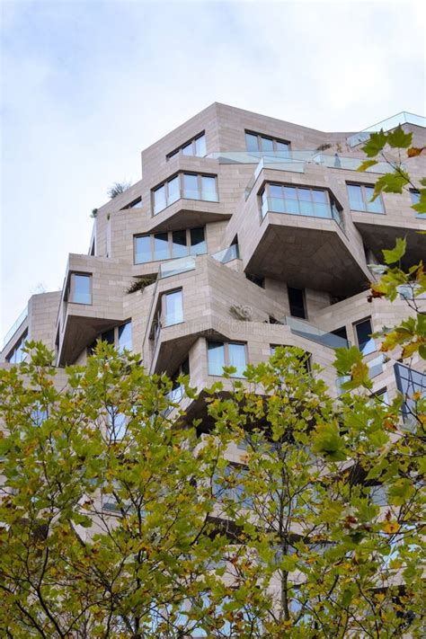 Fragment Of A Building With Abstract Geometric Shapes Editorial Photo Image Of Facade Trees