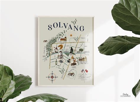 Solvang California Illustrated Map Print Map Of Solvang Solvang