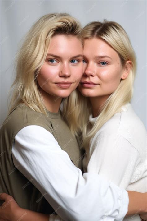 Premium Ai Image A Young Lesbian Couple Looking At The Camera While