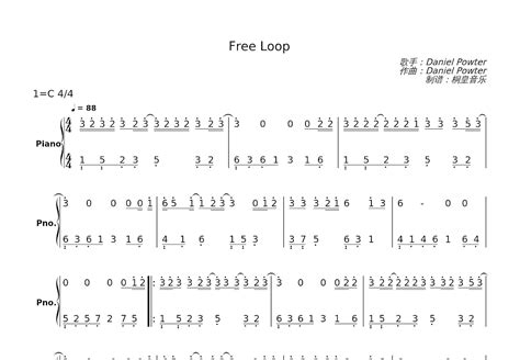 Free Loop钢琴谱 Daniel Powter C调独奏 吉他世界