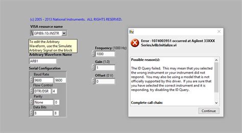 the pop up menu of “visa resource name” comes nothing except refresh
