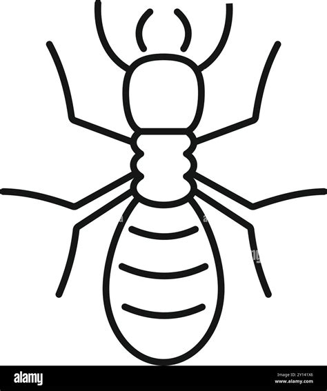 Simple Line Drawing Of A Termite Insect With Its Six Legs Spread And