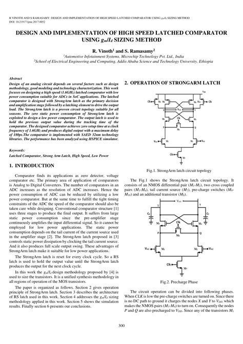 Pdf Design And Implementation Of High Speed Latched Comparator Using Gmid Sizing Method Pdf Design And Implementation Of High Speed Latched Comparator Using Gmid Sizing Method
