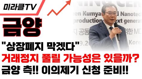 금양 주가분석 🔥상장폐지 막겠다 거래정지 풀릴가능성은 있을까 이의제기 신청 준비중 대응은 이렇게 하세요 금양 류광지회장 금양주식 2차전지 이교수