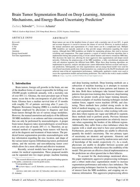 PDF Brain Tumor Segmentation Based On Deep Learning Attention Mechanisms And Energy Based