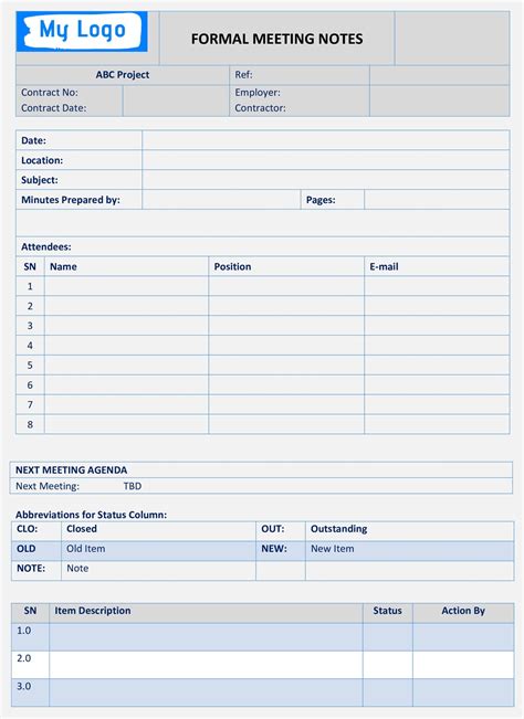 Meeting Notes Template Free Download No Registration Required PM Study Circle