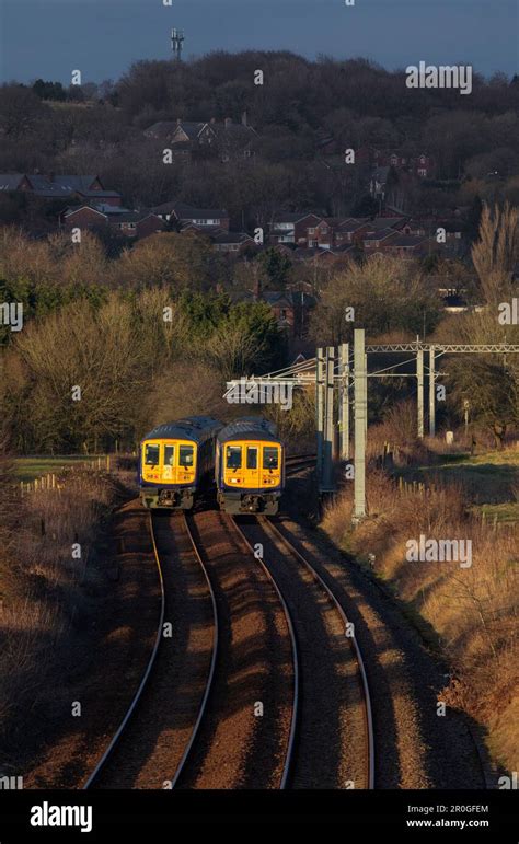 2 Northern Rail Class 769 Flex Bi Mode Trains Passing At Lostock