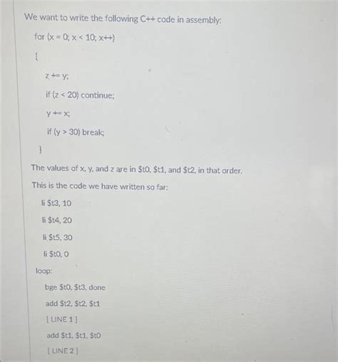 solved we want to write the following c code in assembly