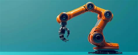 Technology Robotic Arm Flat Design Front View Automation In Industry Theme 3d Render Triadic