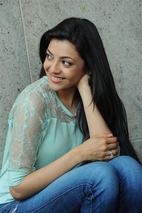 Gorgeous Indian Girl Kajal Agarwal In Blue Dress Jeans Tollywood Boost
