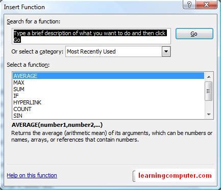Microsoft EXCEL Formulas Tab