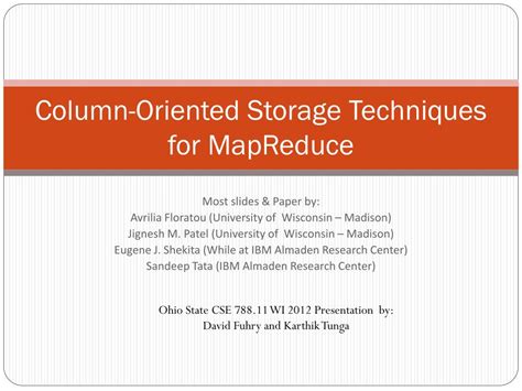 Ppt Column Oriented Storage Techniques For Mapreduce Powerpoint