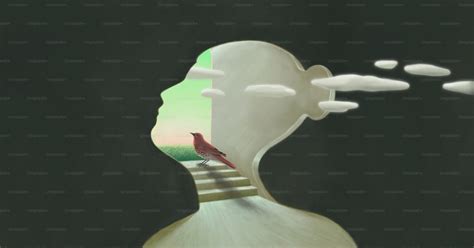 개념 일러스트 여자 머리로 하늘을 보는 새 상상력 희망 꿈과 야망 컨셉 아트 페인팅 아트웍 초현실적 인 초상화 사진 Unsplash의 예술 이미지