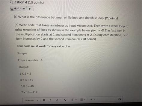 Solved A What Is The Difference Between While Loop And Do