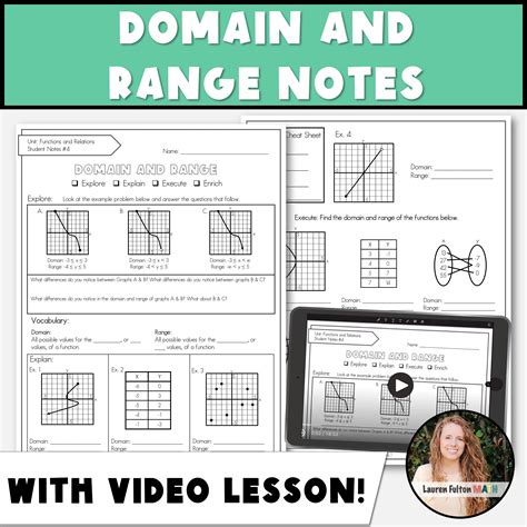 domain and range of graphs and functions notes algebra 1 lauren fulton math