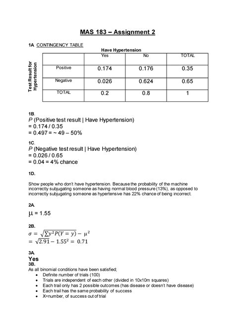 Seminar Assignments Assignment 2 Of 2016 Semester 2 Mas 183 Assignment 2 1a Contingency