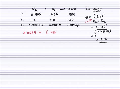 Solved Consider The Following Reaction N2 G O2 G ⇌2 No G At A