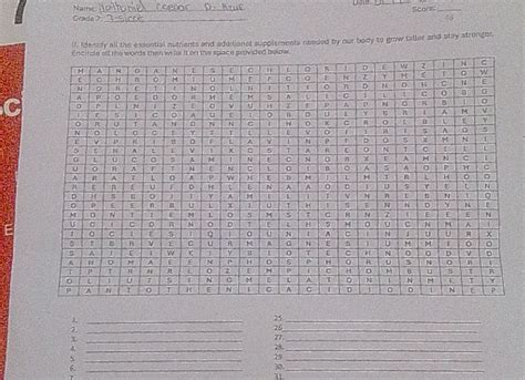 1 Identify All The Essential Nutrients And Studyx