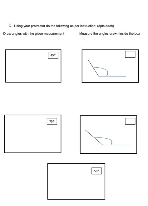 C Using Your Protractor Do The Following As Per Instruction Pts Each Draw Angles With The Given