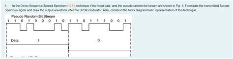 solved 1 in the direct sequence spread spectrum dsss