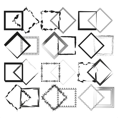 Premium Vector Decorative Frame Set Abstract Geometric Borders Black And White Vector Artistic