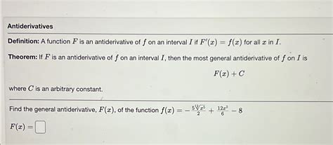 Solved Antiderivativesdefinition A Function F ﻿is An