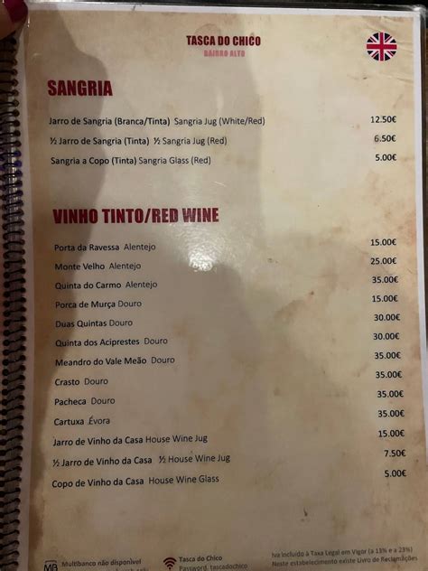 Menu At Tasca Do Chico Pub And Bar Lisbon R Do Diário De Notícias 39