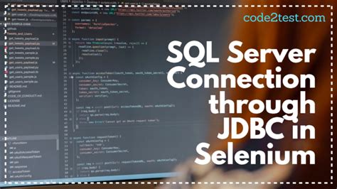 SqlServer Connection Through JDBC In Selenium Code2test Testing Site
