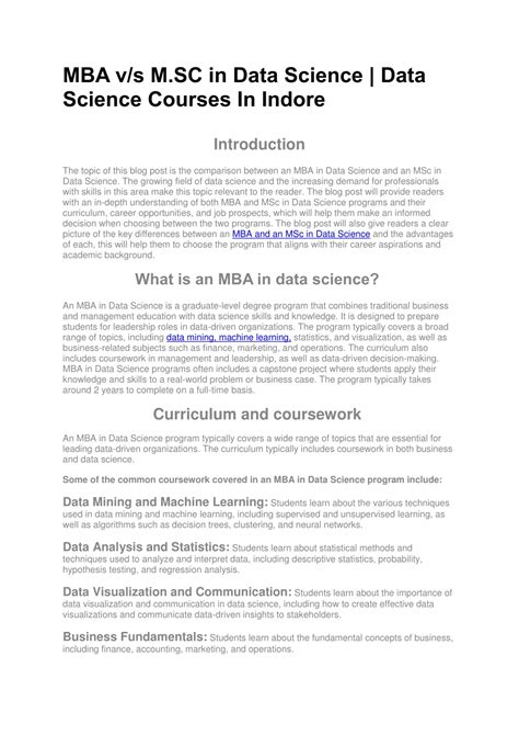 Ppt Mba In Data Science Vs Msc In Data Science Powerpoint