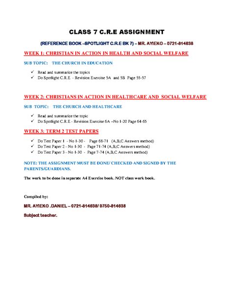 Grade 7 Cre Assignment Class 7 Cr Assignment Reference Book