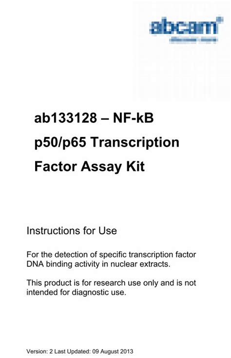 Pdf Factor Assay Kit P50 P65 Transcription Ab133128 Nf Kb€¦ · Version 2 Last Updated 09