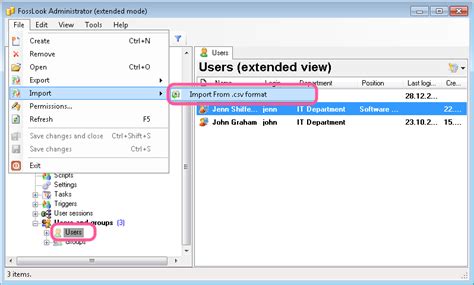 Exporting And Importing Data With Fosslook