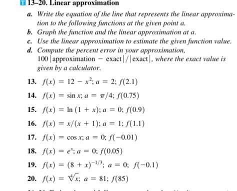 Solved Linear Approximation Write The Equation Of The Line Chegg
