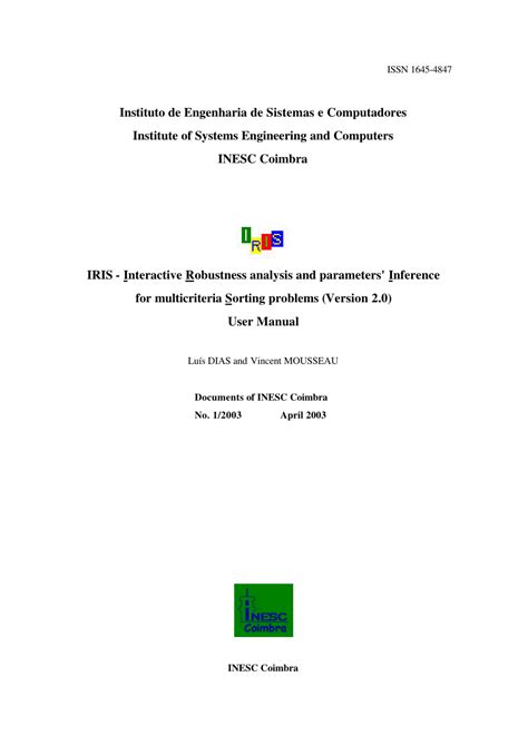 Pdf Iris Interactive Robustness Analysis And Parametersinference For Multicriteria Sorting
