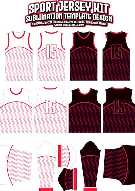Premium Vector Red Diagonal Stripes Jersey Design Sportswear Layout Template