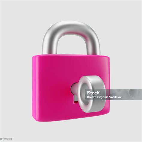 3d 분홍색 자물쇠 아이콘 와 열쇠 와 회색 배경 고립된 와 열쇠 구멍으로 닫힌 자물쇠를 최소화합니다 기밀성 및 보안 개념 3d