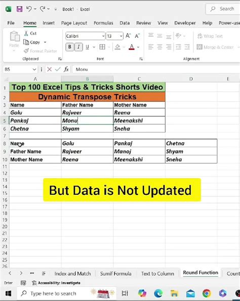 Wow 🔥 Transpose Trick Transpose Hack Automatic Data Update Using