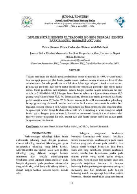 pdf implementasi sensor ultrasonik hc sr04 sebagai sensor parkir